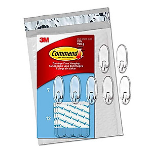 Command Variety Pack, Picture Hanging Strips, Wire Hooks and Wall Hooks, Damage Free Hanging Clear Variety Pack for Up to 19 Items, 1 Kit & CL091-7NA Clear Medium Hooks, 7 Count