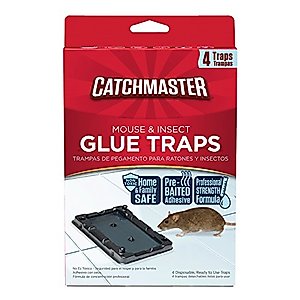 Catchmaster Mouse & Insect Professional Strength Glue Traps - Non Toxic - 4 Glue Trays