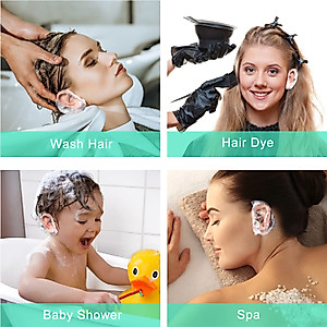 Keeygo 120 Pack Disposable Ear Covers For Shower, Waterproof Plastic Ear Shower Caps, Ear Protectors for Hair Dye(13cm)