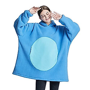 OGU' DEAL Wearable Stitch TV-Blanket Oversized Sherpa Blankets with Hood Pocket and Sleeves for Adults Men Women Teens One Size Fits All