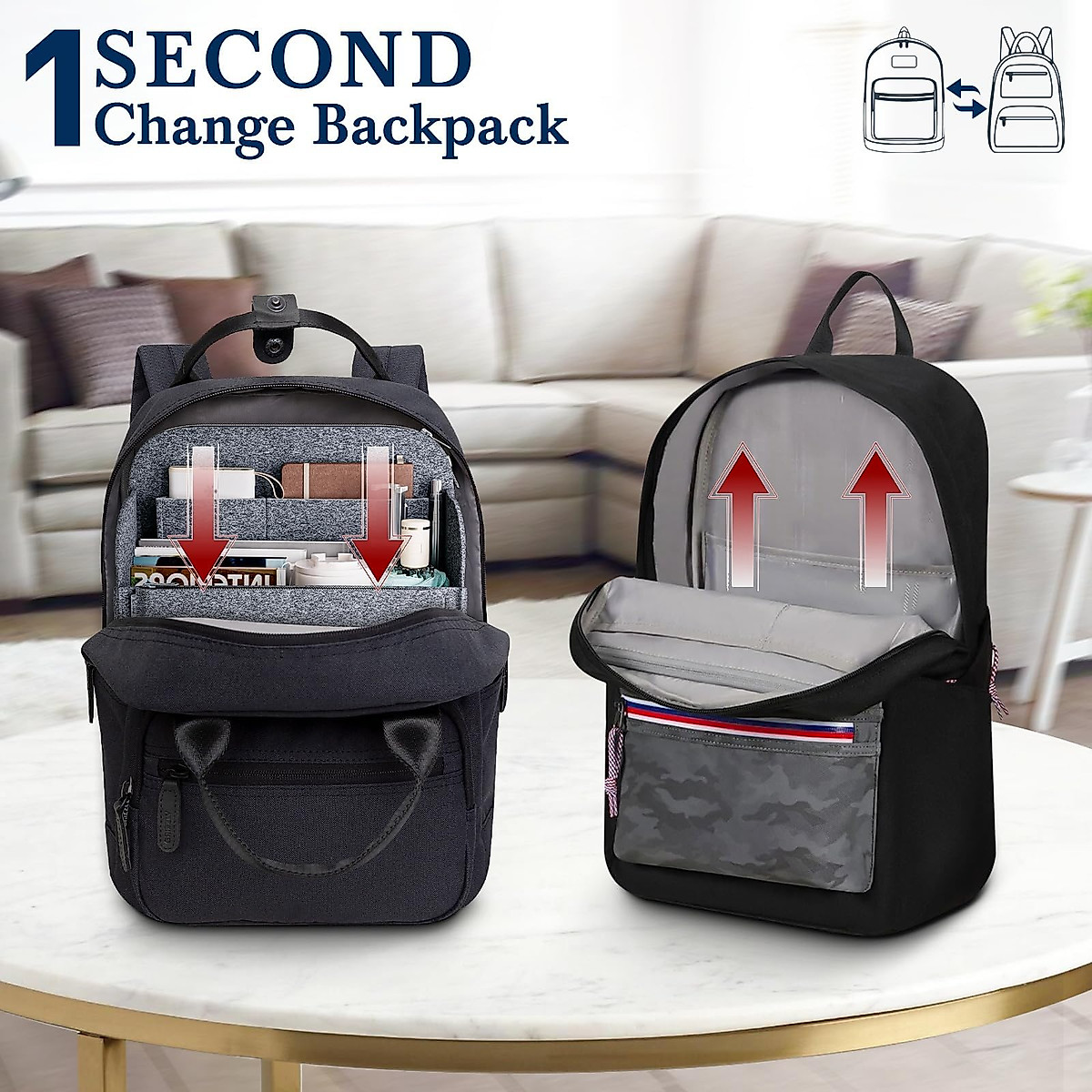 APSOONSELL Large Backpack Organizer Insert Felt Bag Organizer with Zipper Backpack Shaper Foldable Tote Organizer for Rucksack Shoulder Bag, Gray, XL