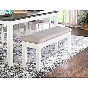 Powell Furniture Linon Jane Wood Dining Bench in Smokey White and Gray