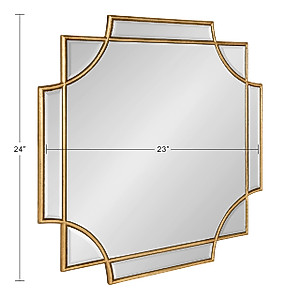 Kate and Laurel Minuette Glam Square Wall Mirror, 24" x 24", Gold, Elegant Traditional Home Decor with A Boho Charm