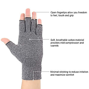 Brace Master 2 Pairs Arthritis Gloves, Compression Gloves for men and women (Large (2 Pair), Gray)