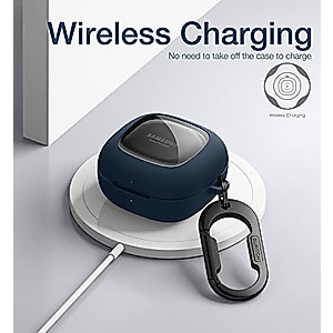 SURITCH for Samsung Galaxy Buds 2 Pro Case(2022)/Galaxy Buds 2 Case(2021)/Galaxy Buds Live Case(2020)/Galaxy Buds Pro Case(2021) Hard PC Shockproof TPU Cover with Gun-Colored Keychain Carabiner, Blue