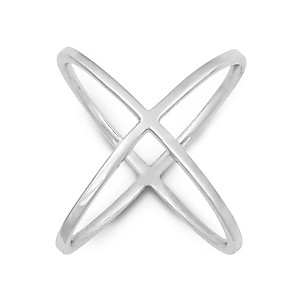 Sterling Silver High-Polish "X" Criss-Cross Long Ring (Size 7)