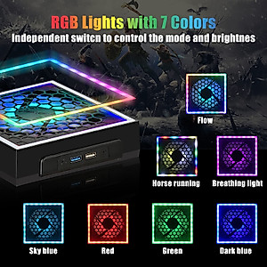 Raryars Cooling Fan for Xbox Series X with RGB and Upgraded 5 Inches Big Fan Low Noise Top Fan Adjustable Speed Cooler Fan System Extra 2 USB Port & Touch Switch