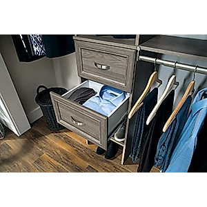 ClosetMaid SuiteSymphony Wood Drawer, Add On Accessory, Shaker Style, for Storage, Closet Clothes, x 10” Size for 16 in. Units, Graphite Grey/Satin Nickel