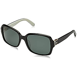 Kate Spade New York Women's Annora Rectangular Sunglasses, Black White/Gray Polarized, 54 mm