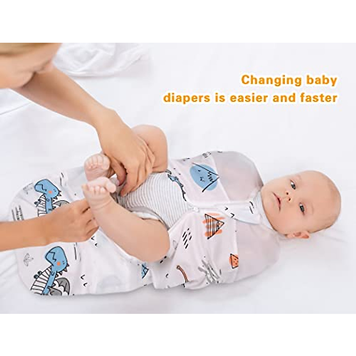 Elstey Baby Swaddle Sleep Sacks 100% Cotton Swaddle with Breathable Mesh & 2-Way Zipper Unisex Swaddling Wrap for Baby Boy Girl (Dinosaur, 0-3 Months Newborn)