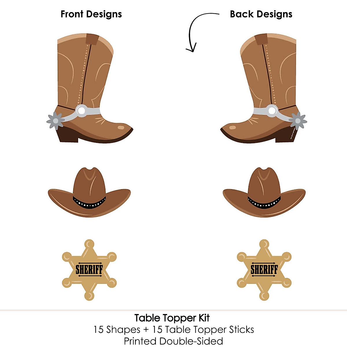 Big Dot of Happiness Western Hoedown - Wild West Cowboy Party Centerpiece Sticks - Table Toppers - Set of 15