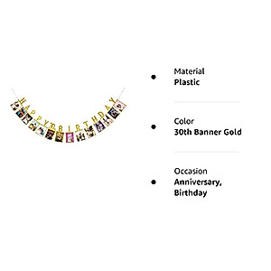 Photo Banner for 30th Birthday Decorations - 30th Birthday Banner，Happy 30th Birthday Banner，30th Birthday Gifts for Women, Milestone Photo Banner for Birthday Party, Dirty 30 Birthday Party Supplies