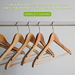 400 Count Tape Hanger Self Sticking Foam Hanger Protection Strips Adhesive Foam Strips Gray No Slip Hanger Strips Thin Hanger Grips Protection Garment Tape, Enough for 200 Hangers, 4 x 8/13 Inch