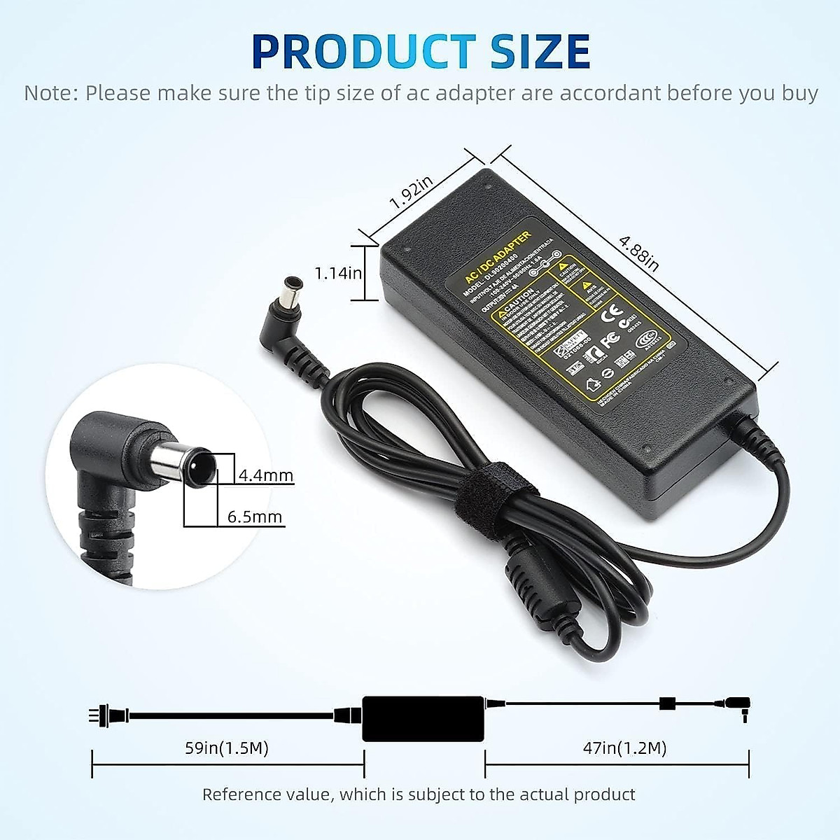19V AC Adapter Power Cord for Samsung 32" Class UN32 J4000 J4500 J5205 J5003 J525D UN32J4000AF UN32J5205AF UN32J525DAF UN32J5003AF UN32J400DAF HDTV Monitor LED TV Adapter