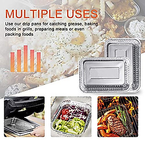 BBQ funland 8.5" X 6" Aluminum Drip Pans, Set of 10 Foil BBQ Grease Pans