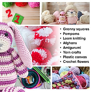 Сrochet Kit 16x20g Acrylic Yarn Skeins with 2 Hooks, 2 Weaving Needles and 4 Stitch Makers - 700 Yards of Soft Yarn for Crocheting and Knitting Craft Project, Assorted Starter Yarn Bulk Pack