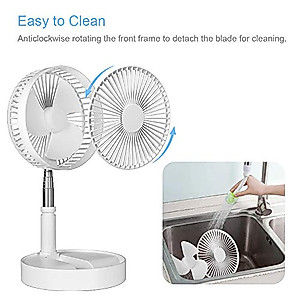 9H Battery Operated Fan Foldable Table Desk Floor Pedestal Fan 4 Speeds Portable 8-inch Fan
