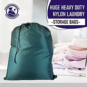 Super Extra Large Heavy Duty 100% Nylon Laundry Storage Bag, H U G E size: L 40" x H 50", Laundry Bag with Locking Closure Drawstring, Machine Washable, XXL Organizer Bag. Made in USA (GREEN)