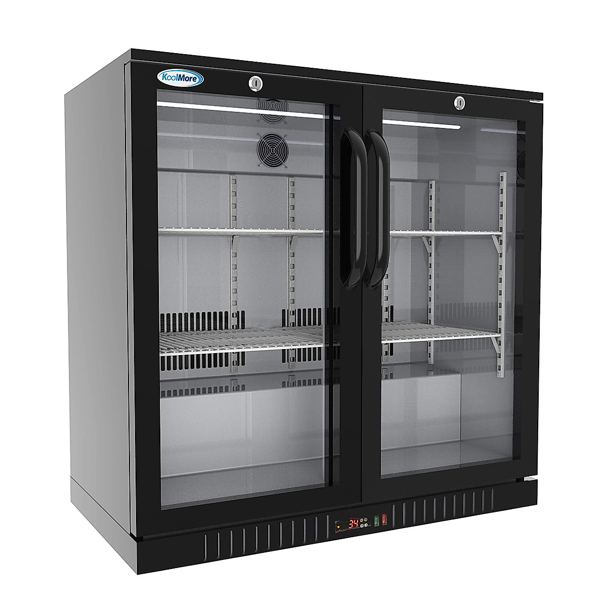 KoolMore BC-2DSW-BK Refrigerator, Double Door, Black