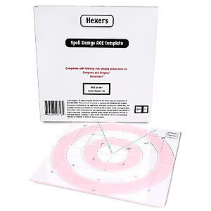 Hexers Spell Effects Damage AOE Template, Compatible with Dungeons and Dragons D&D DND Pathfinder RPG, templates for Line Cone Square or Circle Spells, converts inches to in Game feet