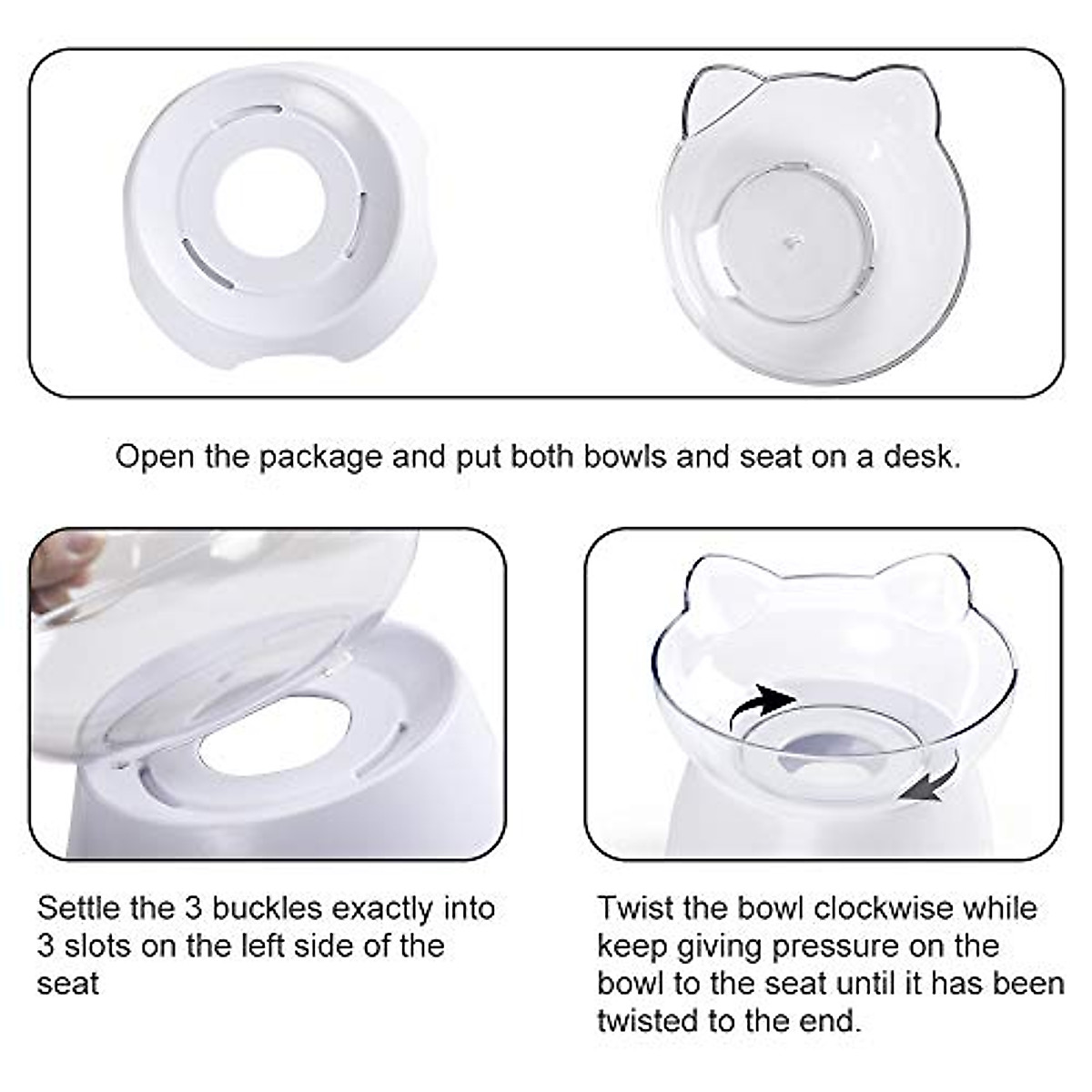 MILIFUN Cat Bowl, Anti Spill Tilted Cat Food Bowls, Whisker Fatigue Elevated Cat Bowls, Set for Cat and Puppy, Cat Bowl Holds About 1 Cup of Pet Food