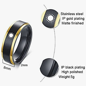 Personalized Couples Matching Rings Set for Him and Her Custom Name Rings for Couples Promise Rings for Couples Black Wedding Rings Sets His & Hers Engagement Rings Christmas Gift Valentine's Day Jewelry (Sun & Moon)