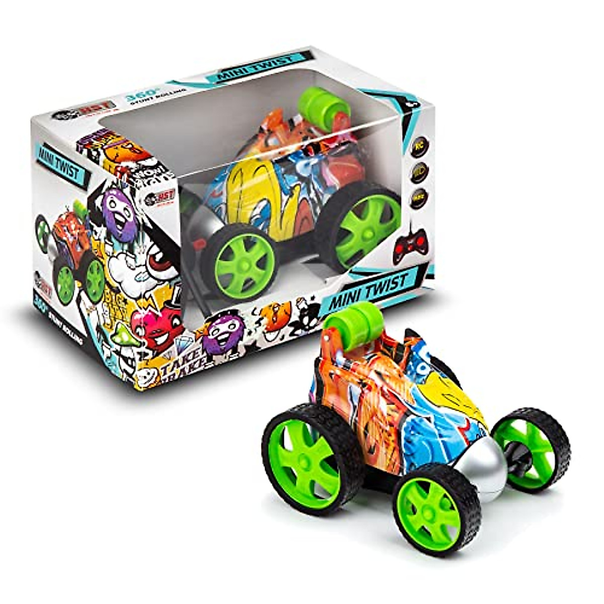 HST-RC Mini Twist Remote Control Toy 777-4: Stunt RC Racing 4WD Rolling Tumbler Car with Controller, 360 Degree, Spin & Flip, 27 MHz, Battery Operated