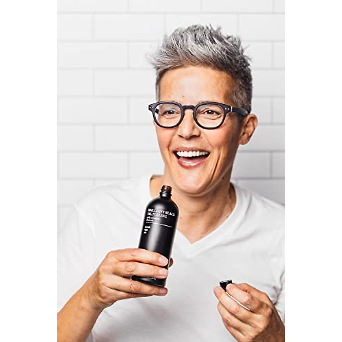 Brilliant Black Oil Pulling, Natural Ayurvedic Blend of Activated Charcoal and Coconut Oil, Oil Pulling Mouthwash Rinse with Peppermint Essential Oil - Terra & Co.