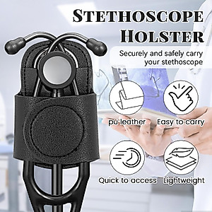 Chihutown Leather Stethoscope Holder Hip Clip, Stethoscope Hip Holder for Waist Belt, Clip-on Stethoscope Holder for Physicians Nurses (black)