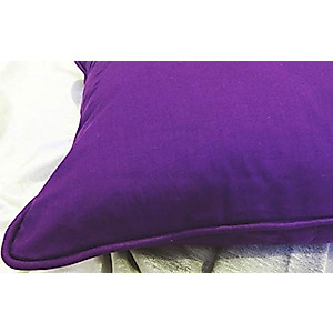 Saffron Decorative Floor Cushion Cover Extra Large Pillowcase Purple 32x32 inch (80x80 cm) Cotton Piping Solid Removable Cover, Insert not Included