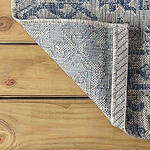 JONATHAN Y SMB105B-3 Estrella Bohemian Medallion Textured Weave Navy/Gray 3 ft. x 5 ft. Indoor/Outdoor Area Rug Coastal, Traditional, Transitional, Perfect for Backyard, Patio, Porch