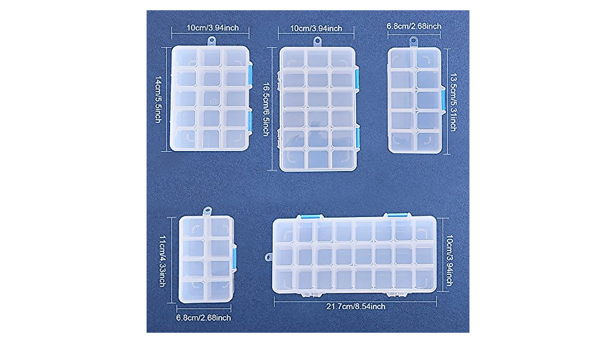5 Pack Mixed Size Jewelry Organizer & Bead Storage Cases