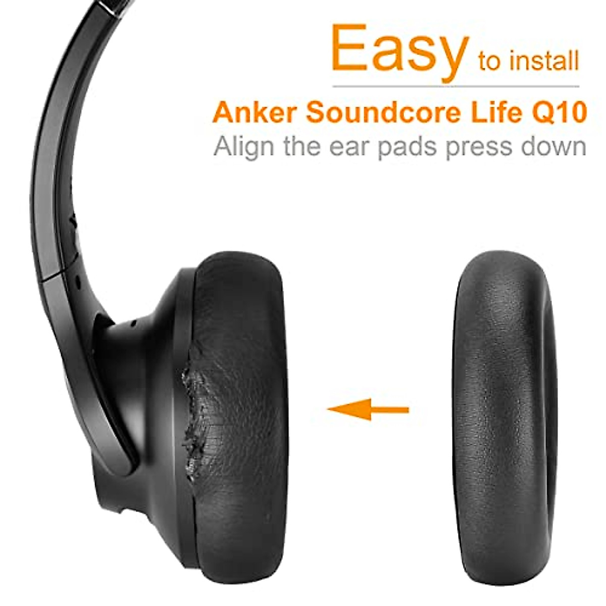 defean Life Q10 Earpads Replacement Ear Cushion Cover Ear Pads Cushion Compatible with Anker Soundcore Life Q10 / Q10 Bluetooth Headset, Softer Leather,High-Density Noise Cancelling Foam (Black-red)