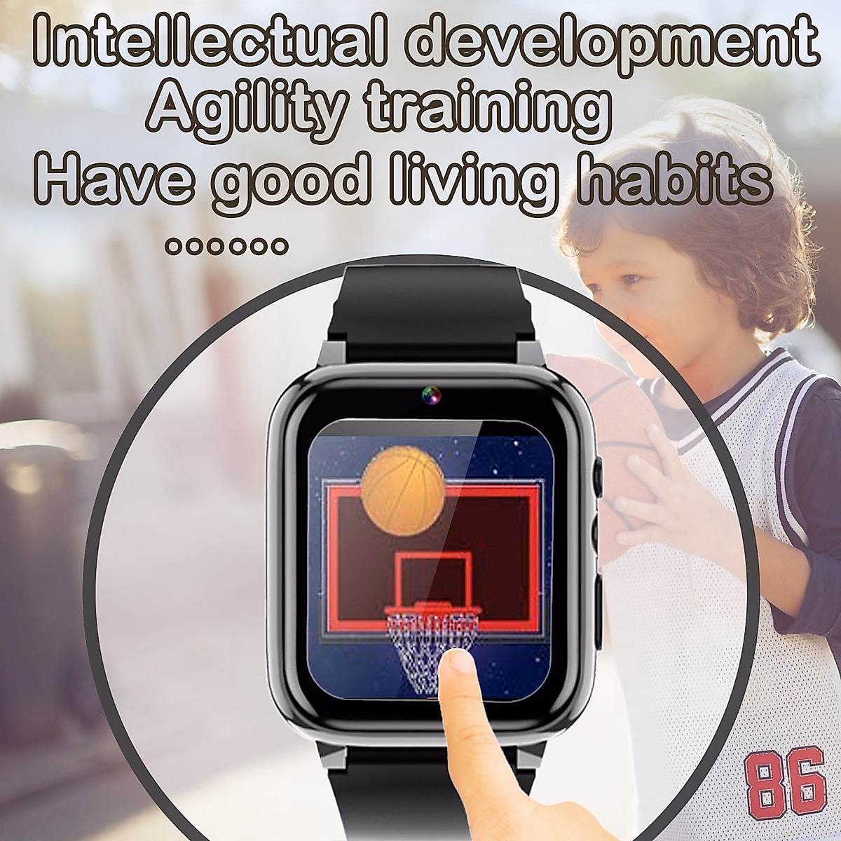 iCHOMKE Smart Watch for Kids, Girls Boys Smartwatch with 26 Games Camera Video Recorder and Player, Pedometer Calendar Flashlight, Audio Book etc.,Toys Gifts for 4-12 Years Children (Black)