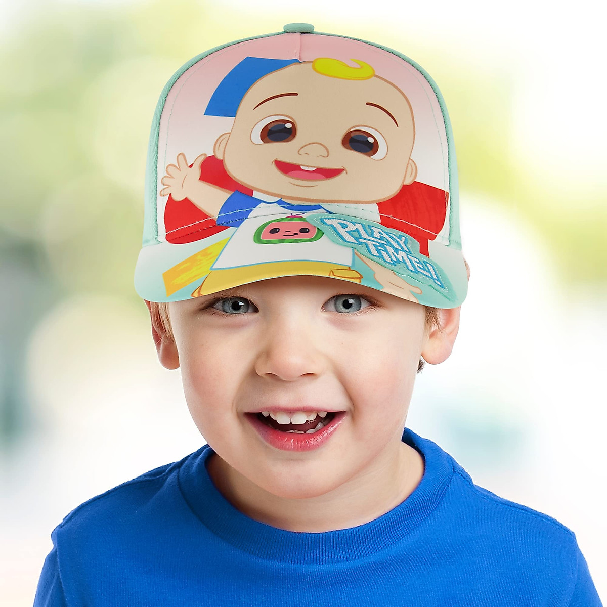 ABG Accessories Boys Blippi Toddler Baseball Cap, Features Jj, Totom and Yoyo, Kids Hat for Ages, CoComelon White/Blue, Age 2-4
