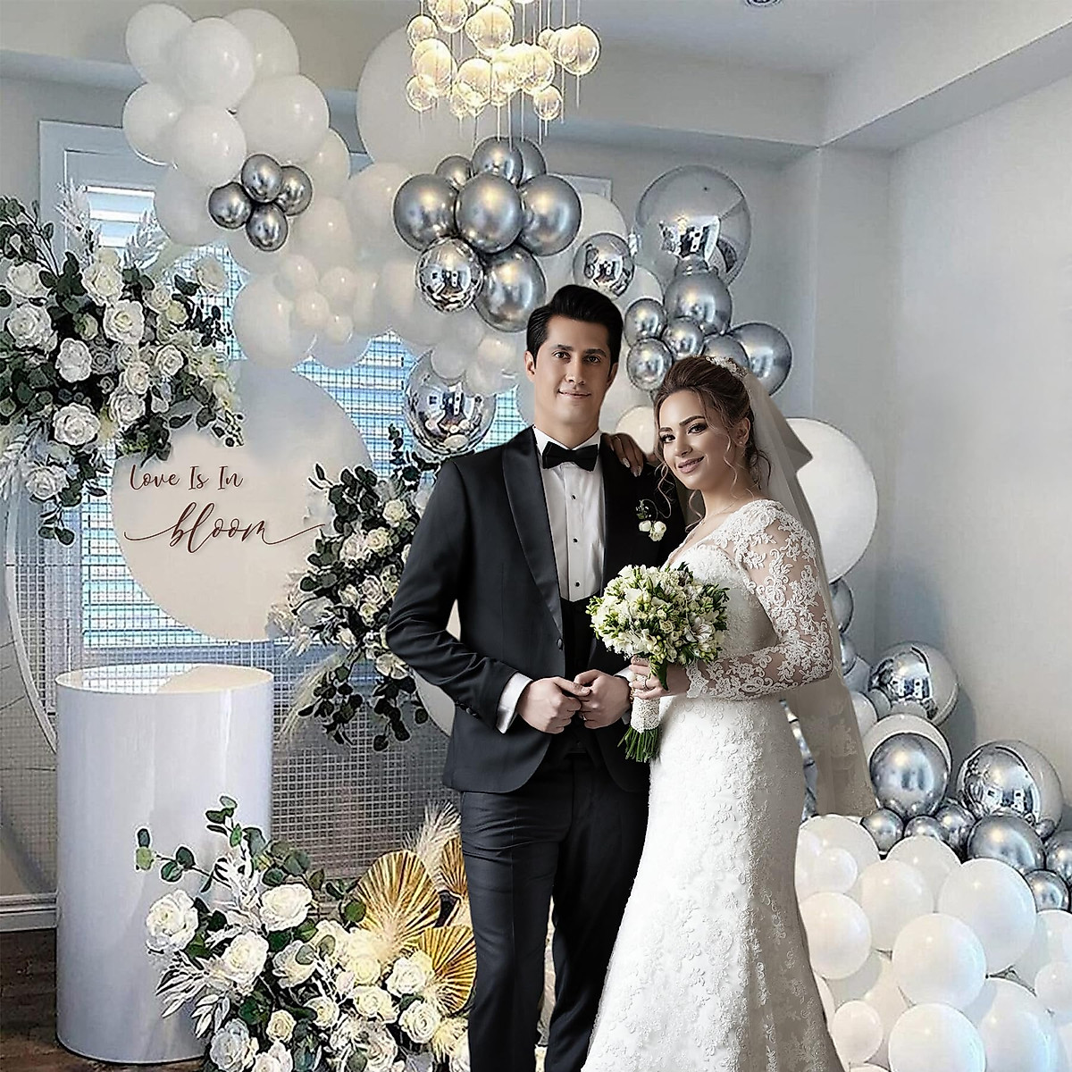 Love is in Bloom Bridal Shower Decal Sign for Balloon Arch Peel and Stick - Love in Bloom Bridal Shower Decorations,Bridal Shower Sticker for Backdrop,Engagement Valentine Wedding Party Supplies