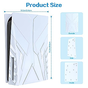 HEYSTOP PS5 Plates for PS5 Accessories, Hard Shockproof Cover PS5 Skins Shell Panels for PS5 Console, Anti-Scratch Dustproof Face Plates Replacement Accessories for Playstation 5 Disc Edition - White