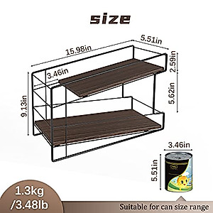 Stackable Beverage Can Dispenser Rack, Metal Black Lacquered Wooden Can Storage Organizer Holder, Can Storage Dispenser Holder for Refrigerator, Cabinet, Kitchen Pantry, Countertop