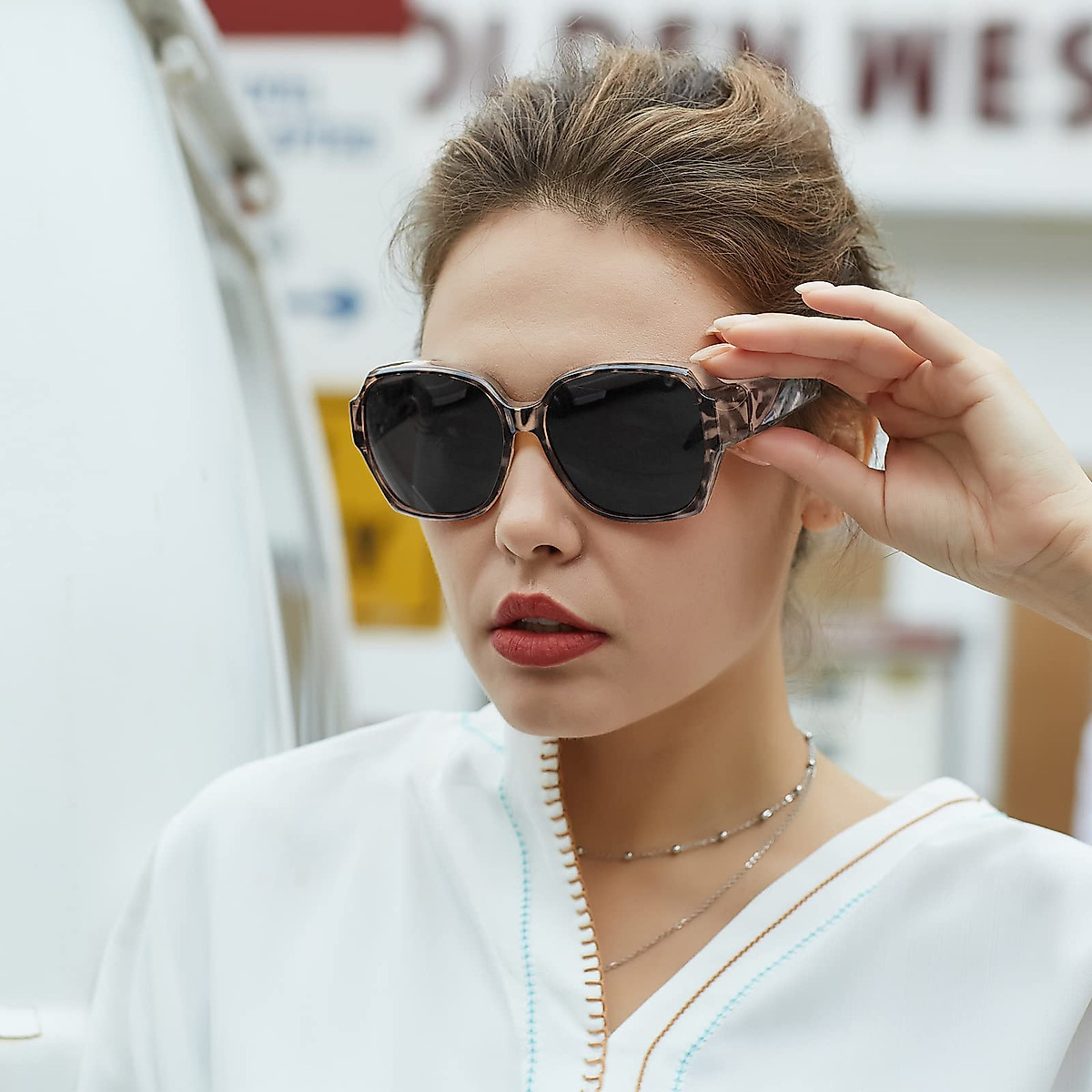 Face Shadow Over Glasses Sunglasses for Women Polarized UV Protection, Fit Over Prescription Glasses Sunglasses Lightweight