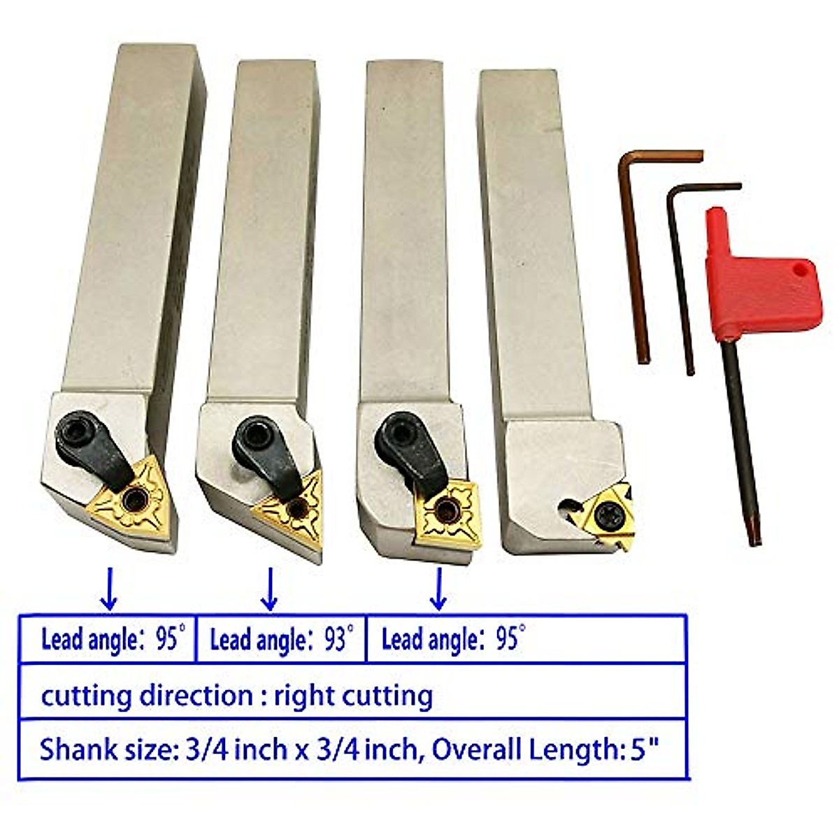 ASZLBYM 3/4'' inch CNC Lathe Indexable Turning Tool Holder with Nickel Plated,CNC Heavy-Duty Metal Lathe Bit Set with Tin Coated Carbide Turning Inserts WNMG431 CNMG431 TNMG331 16ER AG60