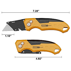 Veltec Pro Folding Utility Knife with 3 Extra SK5 Blades (Black)