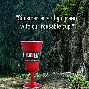 Red Cup Living 12 Oz & 14 Oz Cocktail Glass & Wine Glass | Reusable Drinking Supplies for Birthday Party, Camping, Travel Outdoors | Durable & Unbreakable | BPA Free | Easy to Carry