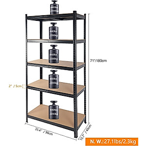 CIERRSSCVV 5-Tier Adjustable Cube Storage Shelf, Metal Shelves for Heavy Duty Storage, Garage Storage Shelves, Book Shelf Organizer for Bedroom, Bakers Racks for Kitchens