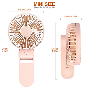 TriPole Mini Handheld Fan USB Portable Fans Rechargeable Battery Operated Foldable Desk Fan 3 Speed Hanging Personal Fan for Home Office Indoor Use Outdoor Travel