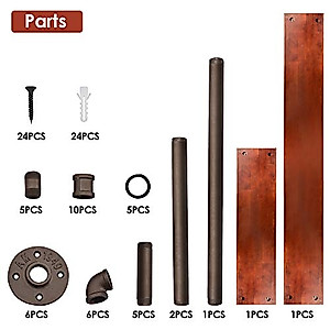 ivinta 2-Tier Floating Shelves Industrial Pipe Shelf Wall Mounted Solid Wood Shelf Hanging Wall Bookshelf for Kitchen Office Ladder Shelf for Living Room Bathroom