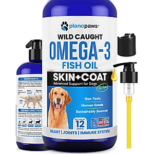 Omega 3 Fish Oil for Dogs - Better Than Salmon Oil for Dogs - Dog Fish Oil Supplement - Reduce Shedding & Itching - Supports Joints, Brain, Heart Health- Dog Skin and Coat Supplement - Fish Oil Liquid