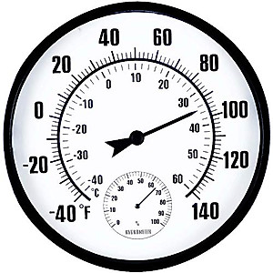Thermometer Indoor Outdoor 10" Patio Large Wall Thermometer and Hygrometer,No Battery is Required to Let You to See The Temperature and Humidity of The Day from a Distance, Upgrade Version