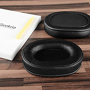 Geekria QuickFit Replacement Ear Pads for Sony Turtle Beach Skullcandy and Other Mid-Sized Over-Ear Headphones Ear Cushions, Headset Earpads, Ear Cups Cover Repair Parts (Black)