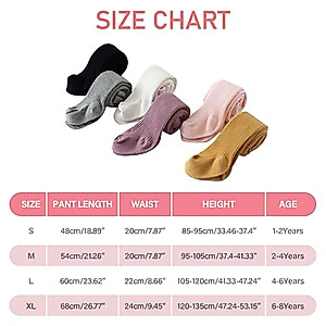 6 Pack Baby Girls Tights Solid Cable Knit Thick Cotton Legging Pants Stocking Pantyhose for Infants Toddlers 1-8T