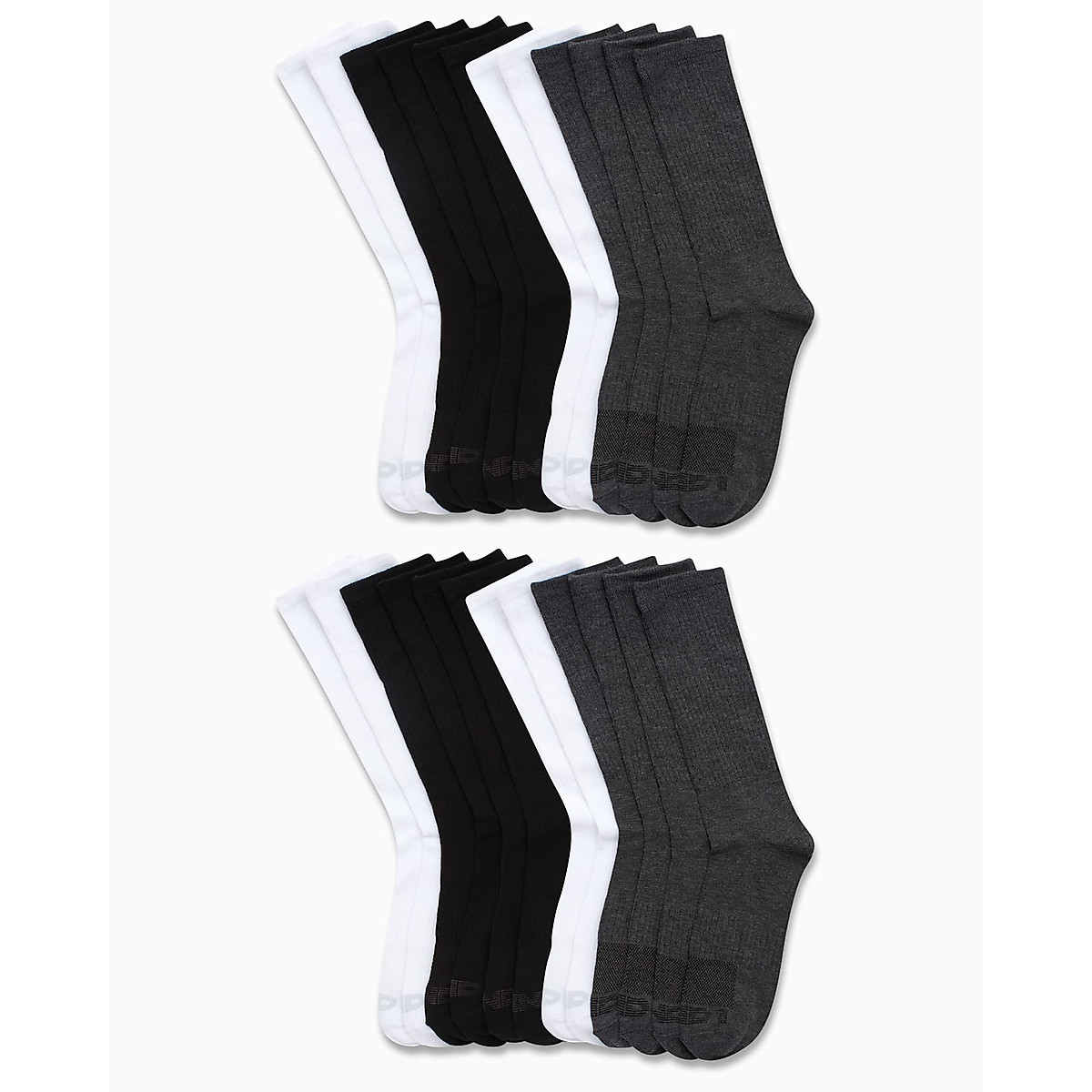 AND1 Men's Socks - Athletic Cushion Crew Socks (24 Pack), Size 6-12.5, Assorted